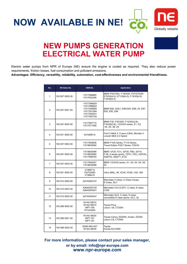 Electrical Water Pumps - NPR of Europe